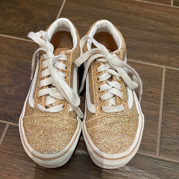 Vans | Shoes | Gold Glitter Girls Vans | Poshmark